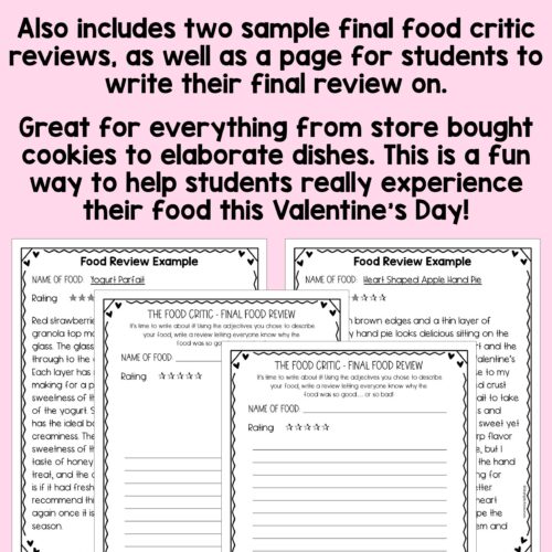 Write Like a Food Critic Food Science Valentine's Day Activity for 5th ...