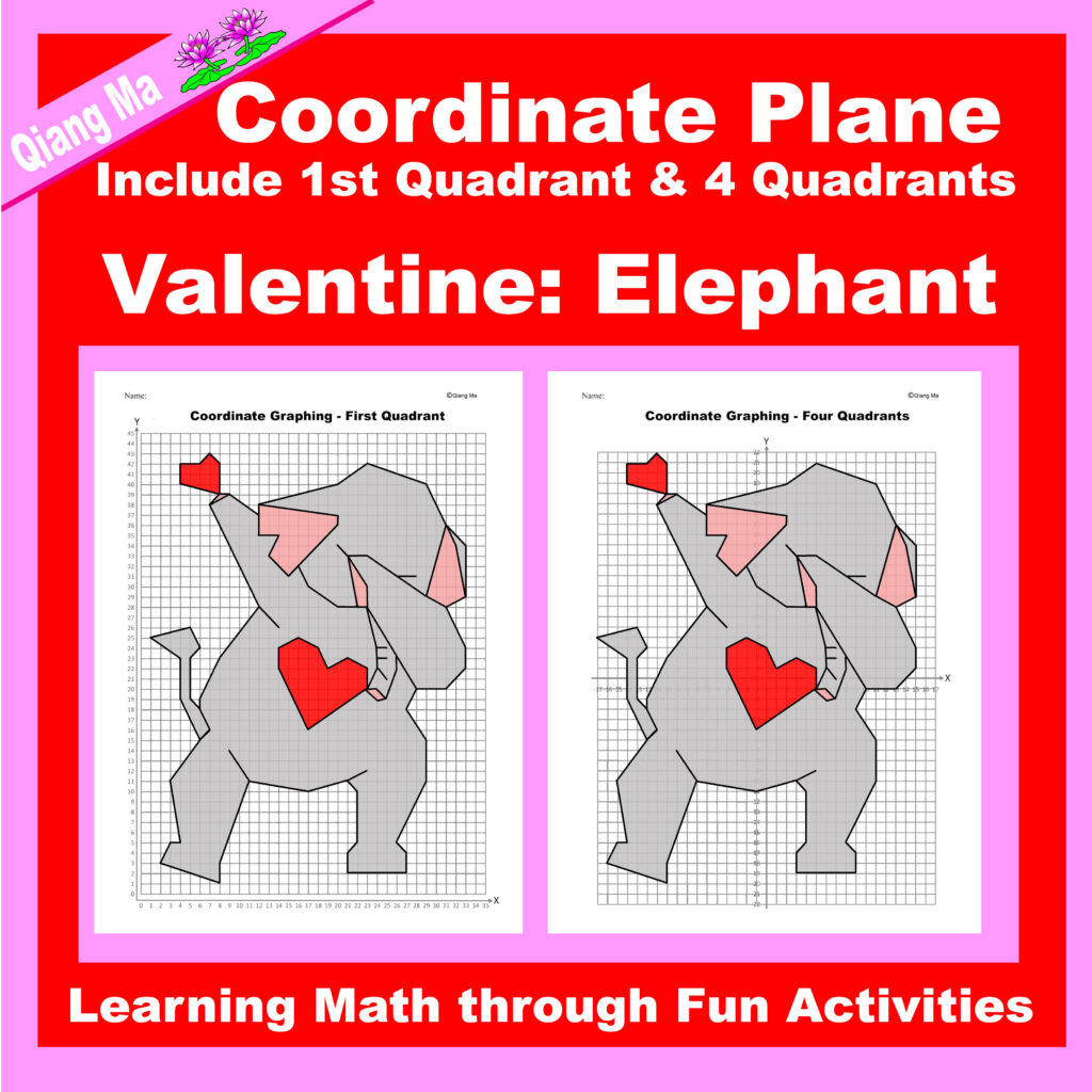 Valentine Coordinate Plane Graphing Picture: Elephant | Made By Teachers