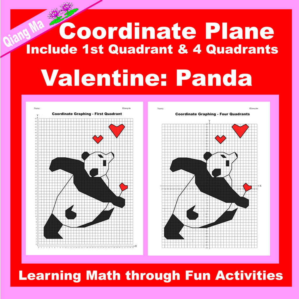 Valentine Coordinate Plane Graphing Picture: Panda | Made By Teachers
