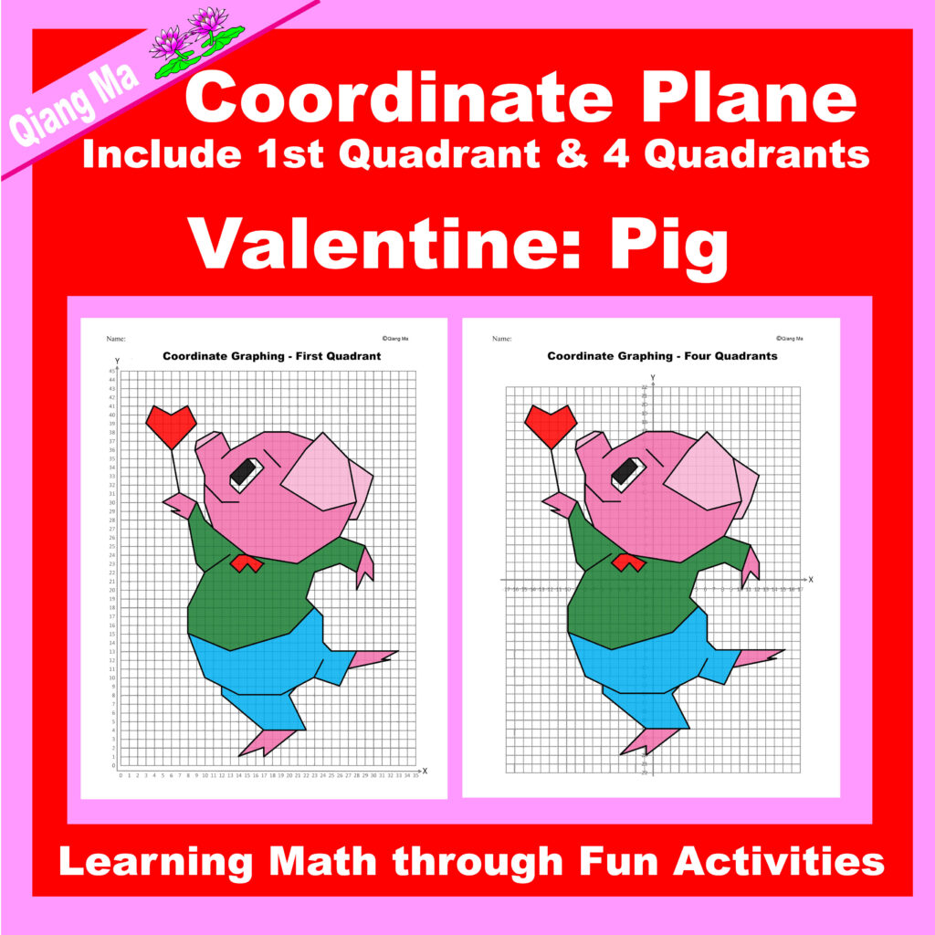 Valentine Coordinate Plane Graphing Picture: Pig | Made By Teachers