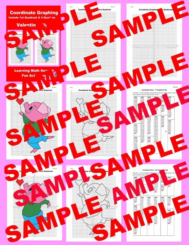 Valentine Coordinate Plane Graphing Picture: Pig | Made By Teachers