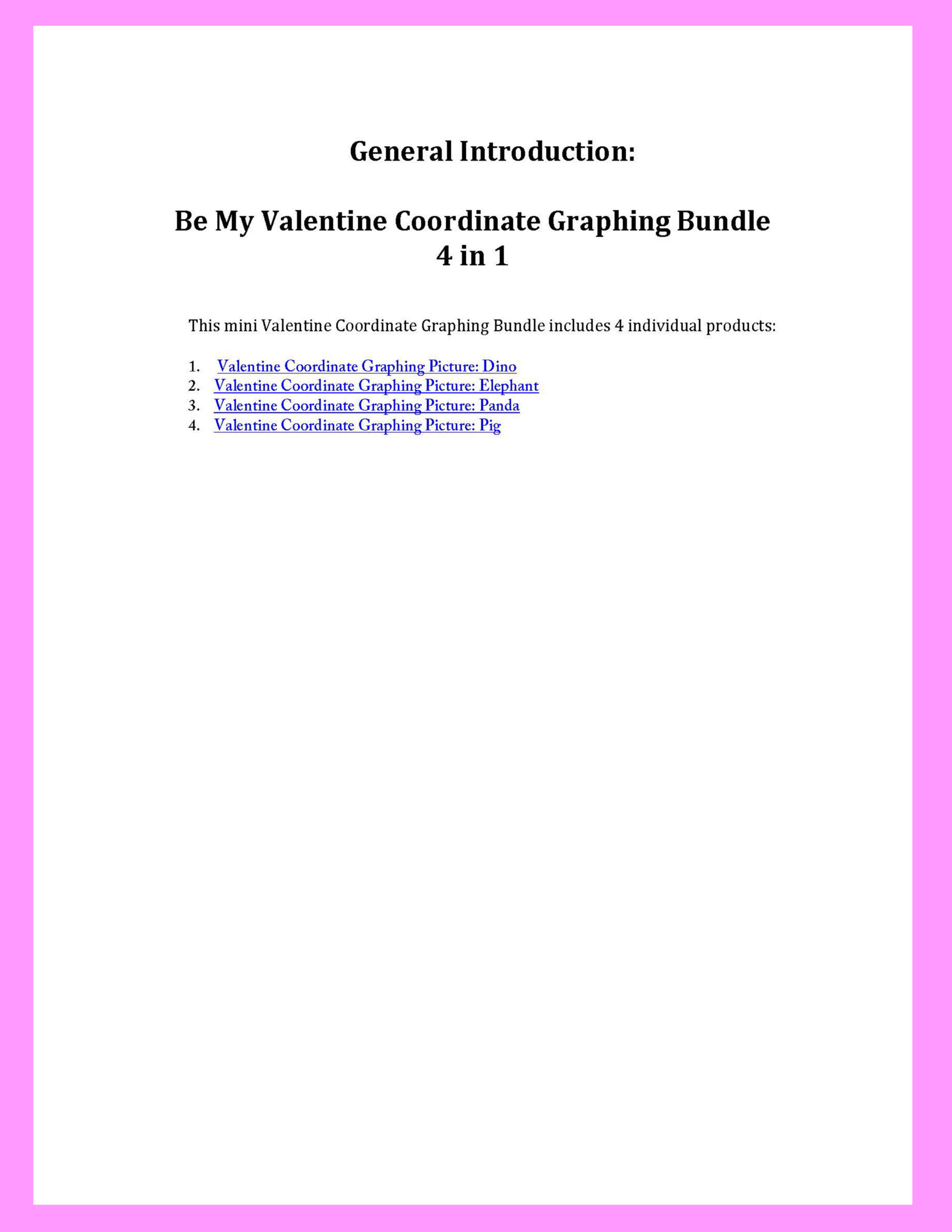 Valentine Coordinate Plane Graphing Picture: Be My Valentine Bundle 4 ...