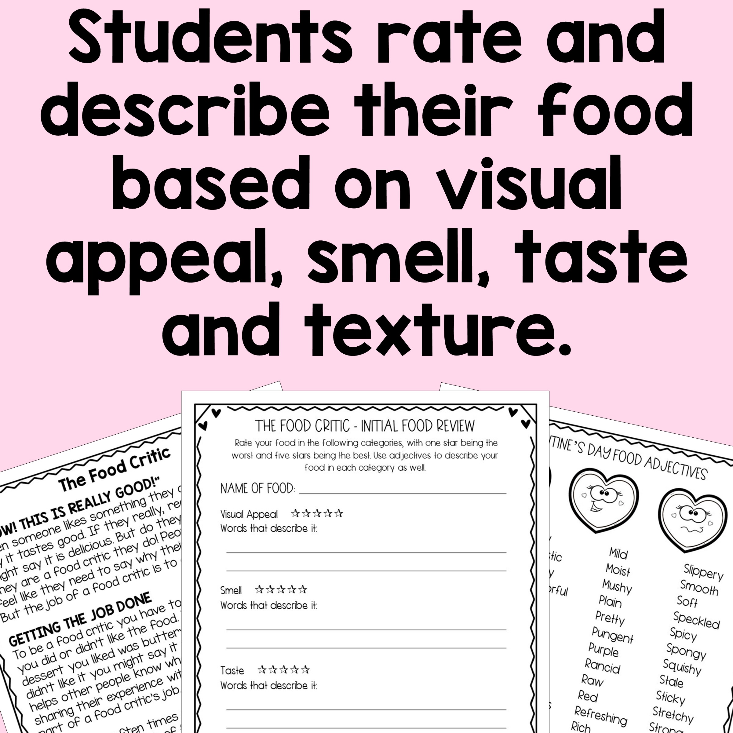 Write Like a Food Critic Food Science Valentine's Day Activity for 3rd ...