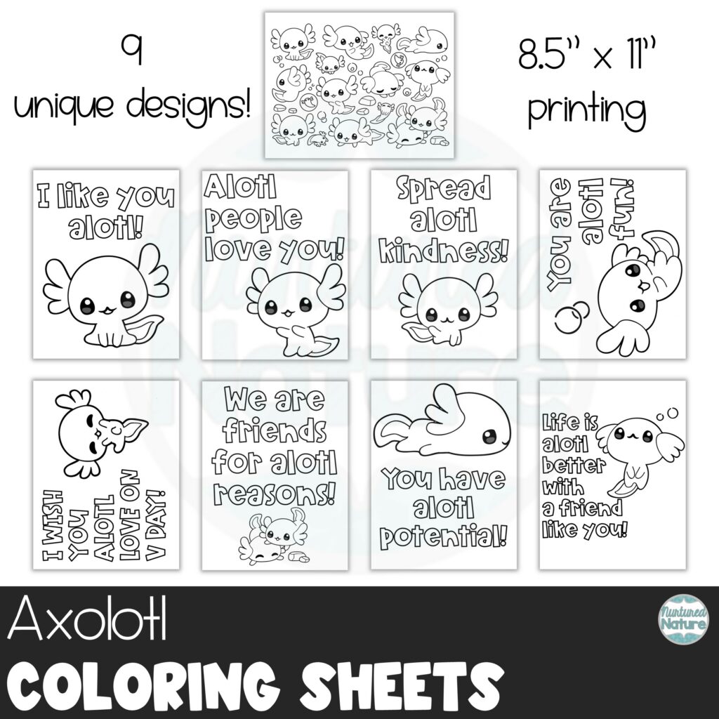 Axolotl Coloring Pages for Valentine’s Day | Made By Teachers