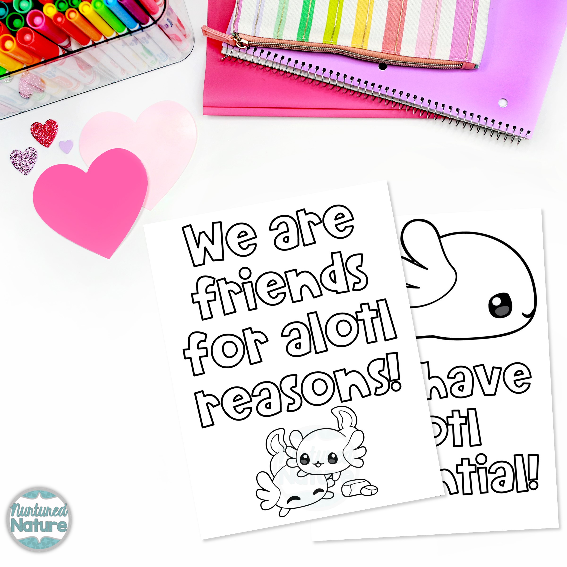 Axolotl Coloring Pages for Valentine’s Day | Made By Teachers
