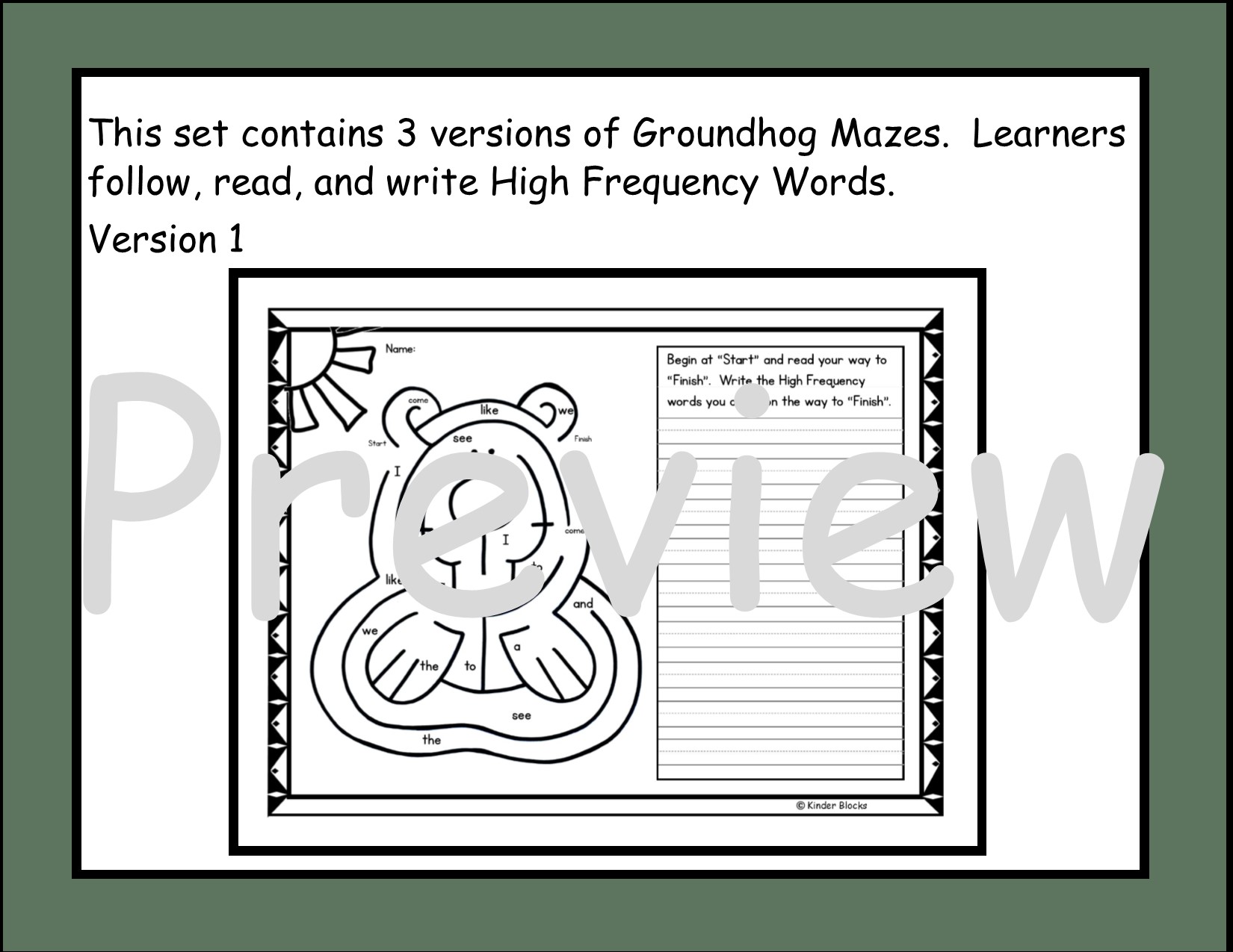 Groundhog Day Theme Kindergarten High Frequency Word Mazes | Made By ...