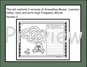 Groundhog Day Theme Kindergarten High Frequency Word Mazes - Made By ...