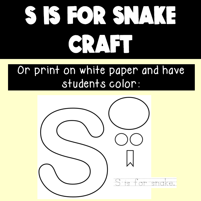 Letter S Craft - S is for Snake Printable Alphabet Beginning Sound ...