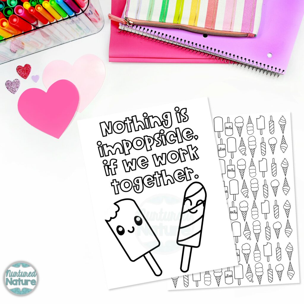 Ice Cream Coloring Pages for Valentine’s Day Craft | Made By Teachers