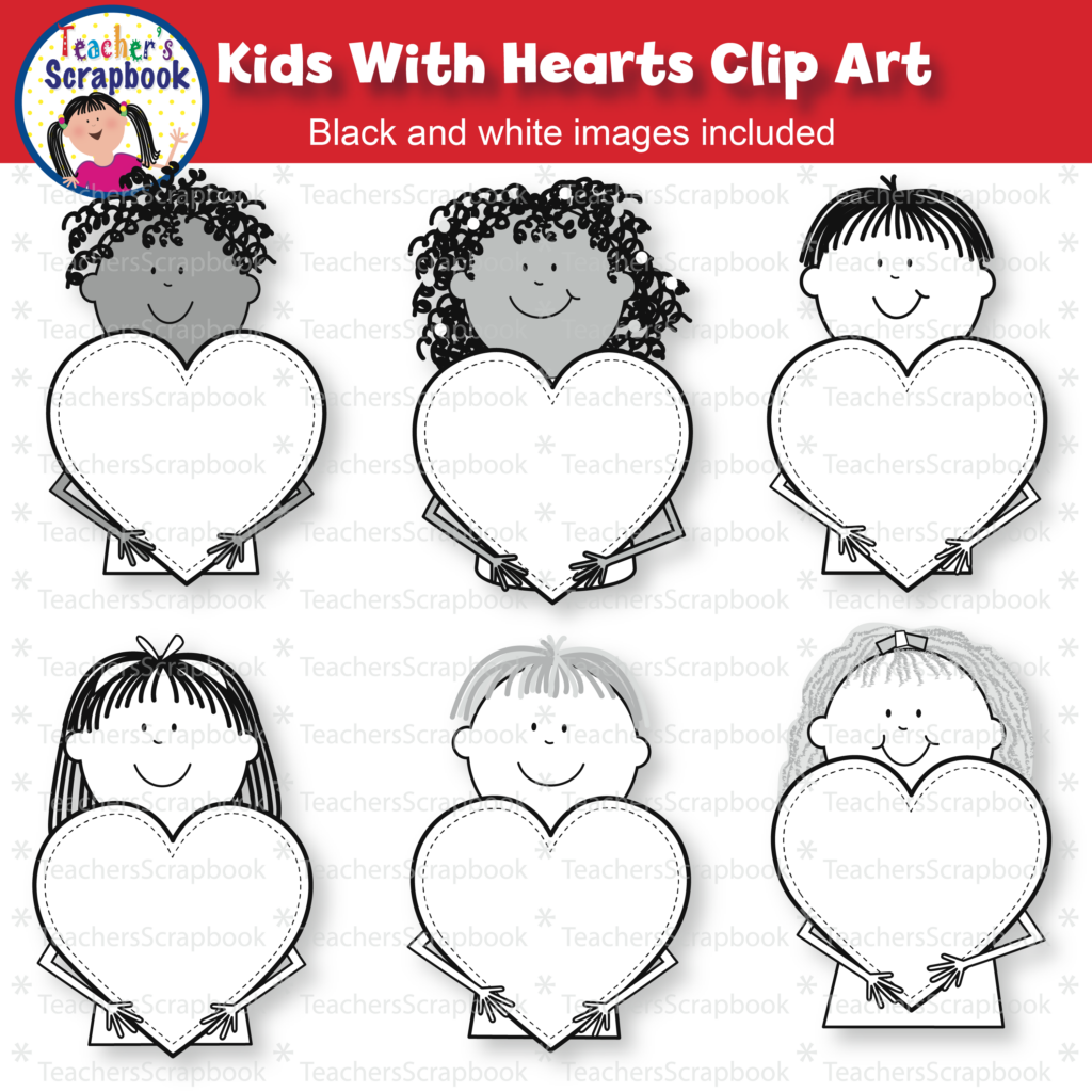 Kids With Hearts Clip Art | Made By Teachers