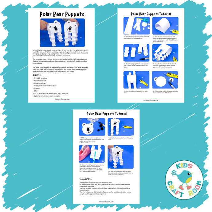Polar Bear Puppets In Two Sizes | Made By Teachers