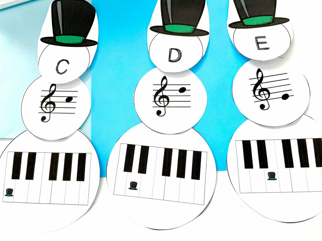 Snowman Piano Matching Game for Piano Lessons | Made By Teachers