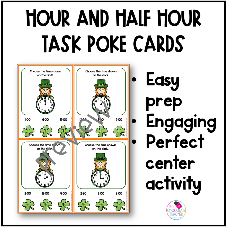 Telling Time - Hour and Half Hour - St. Patrick's Day - FREE | Made By ...