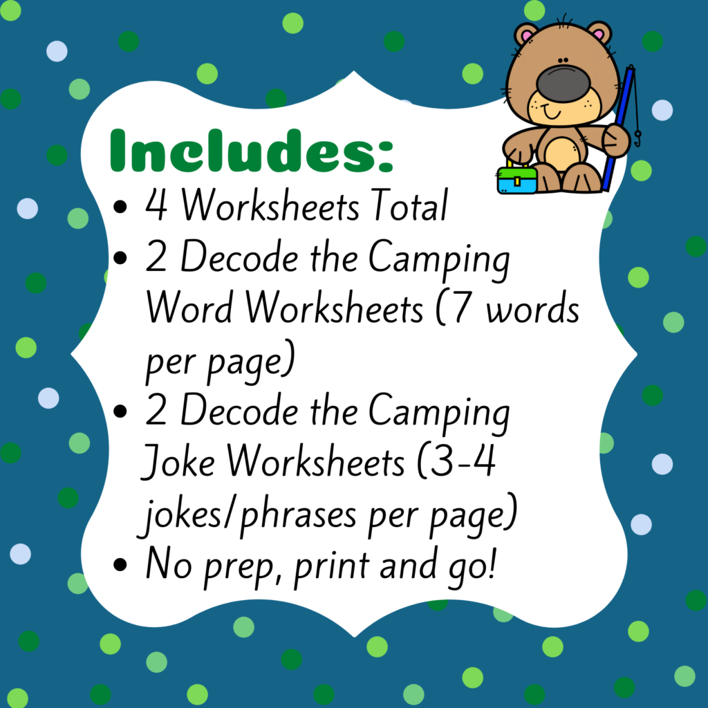 Camping Cryptogram and Decoding Worksheets | Made By Teachers