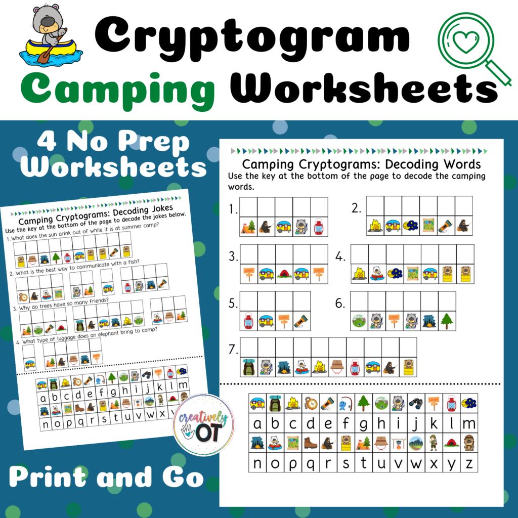 Camping Cryptogram and Decoding Worksheets | Made By Teachers
