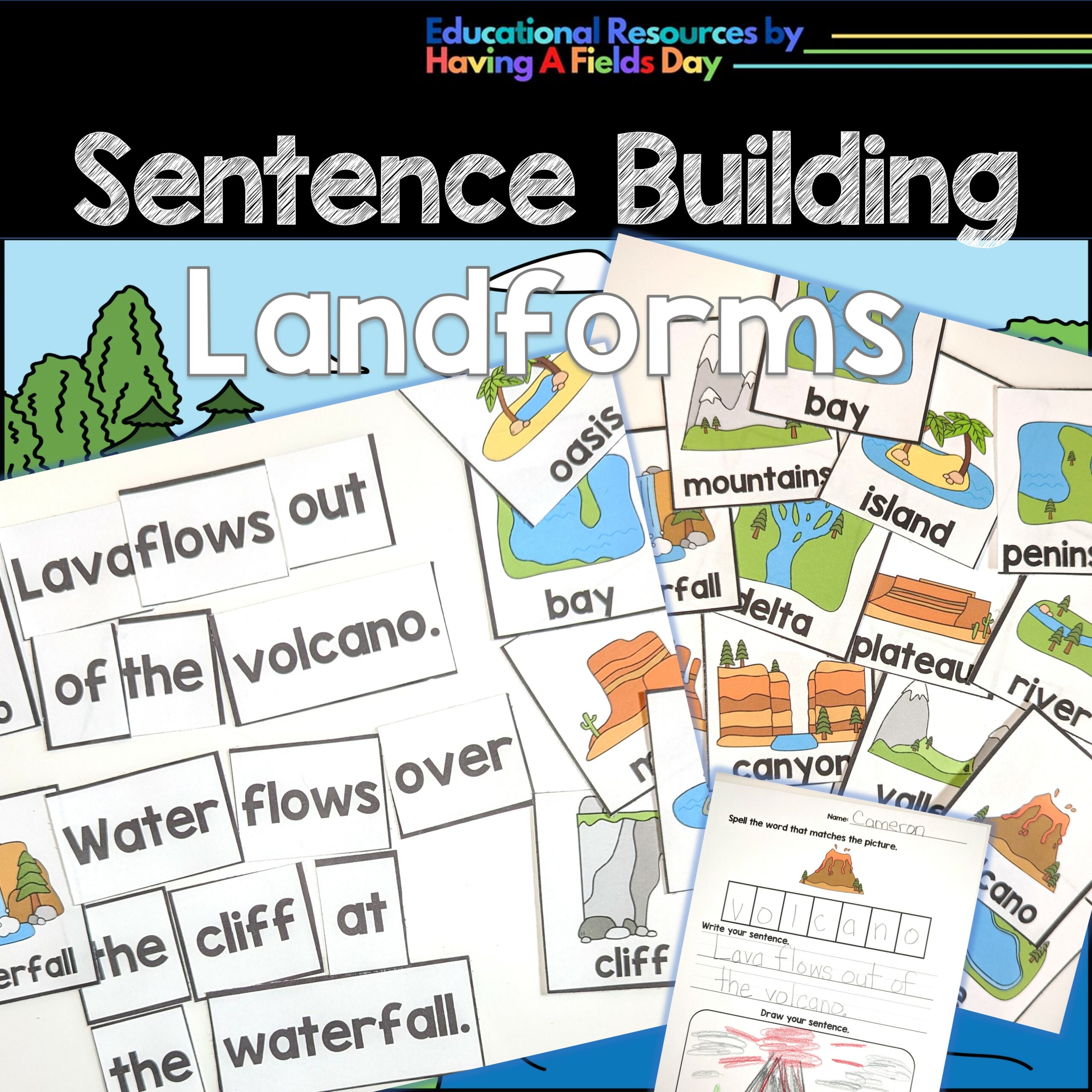Sentence Building - Landforms | Made By Teachers