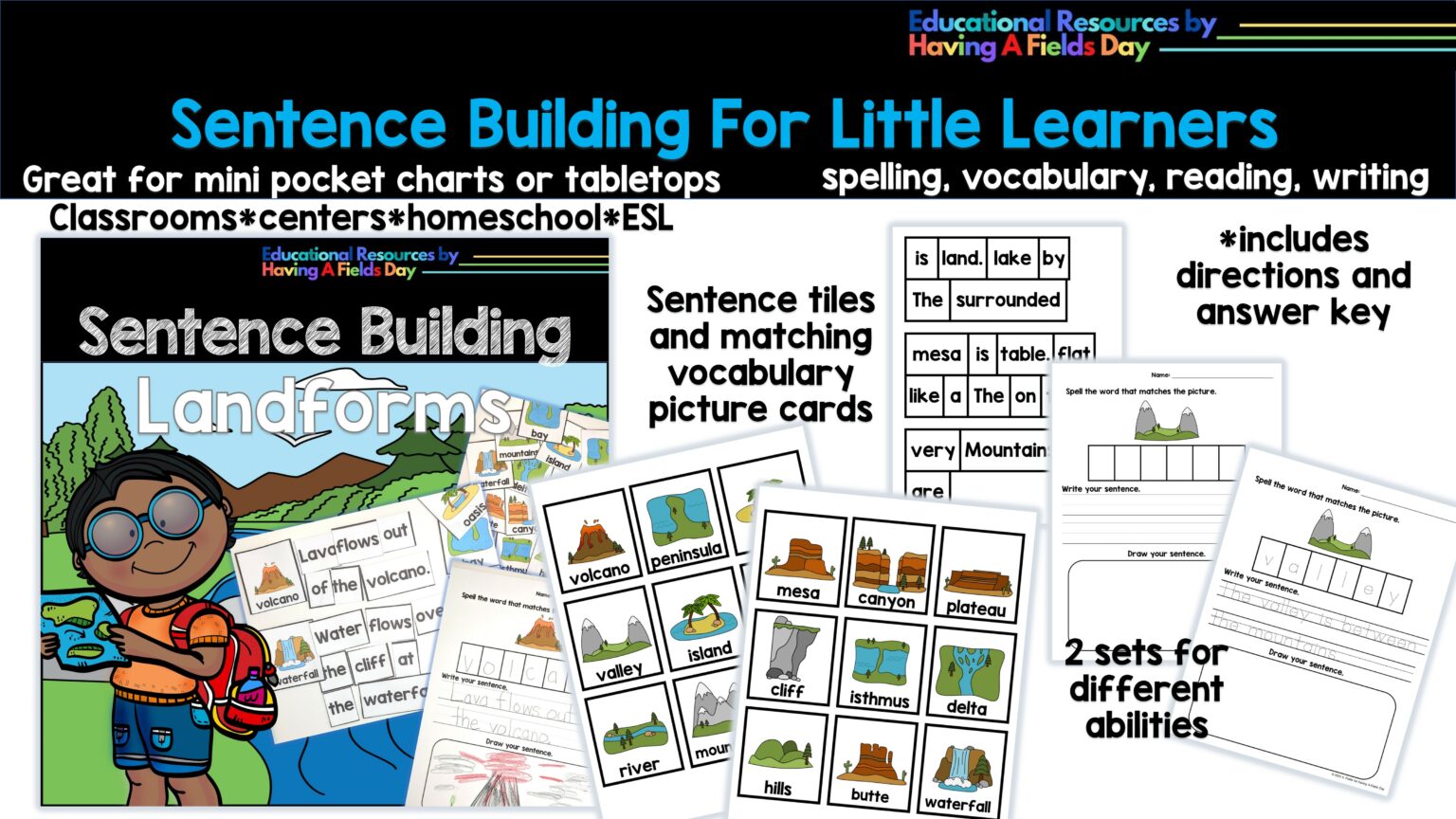 Sentence Building - Landforms | Made By Teachers