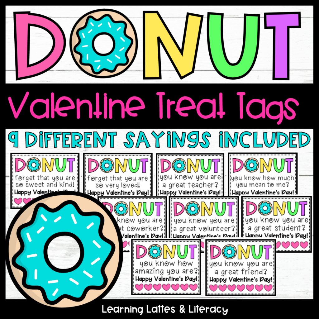 Valentine's Day Treat Tags Donut Gift Tags Teacher Student Donut Pop it ...