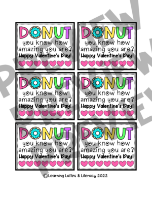 Valentine's Day Treat Tags Donut Gift Tags Teacher Student Donut Pop it ...