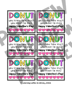 Valentine's Day Treat Tags Donut Gift Tags Teacher Student Donut Pop it ...