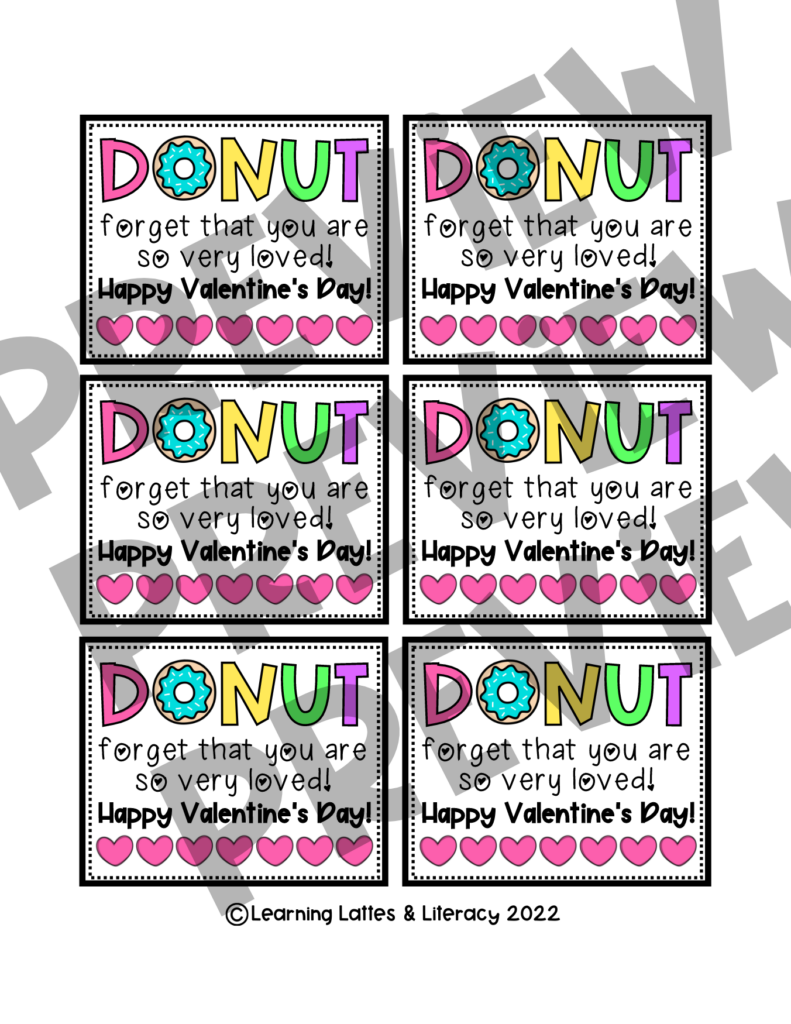 Valentine's Day Treat Tags Donut Gift Tags Teacher Student Donut Pop it ...