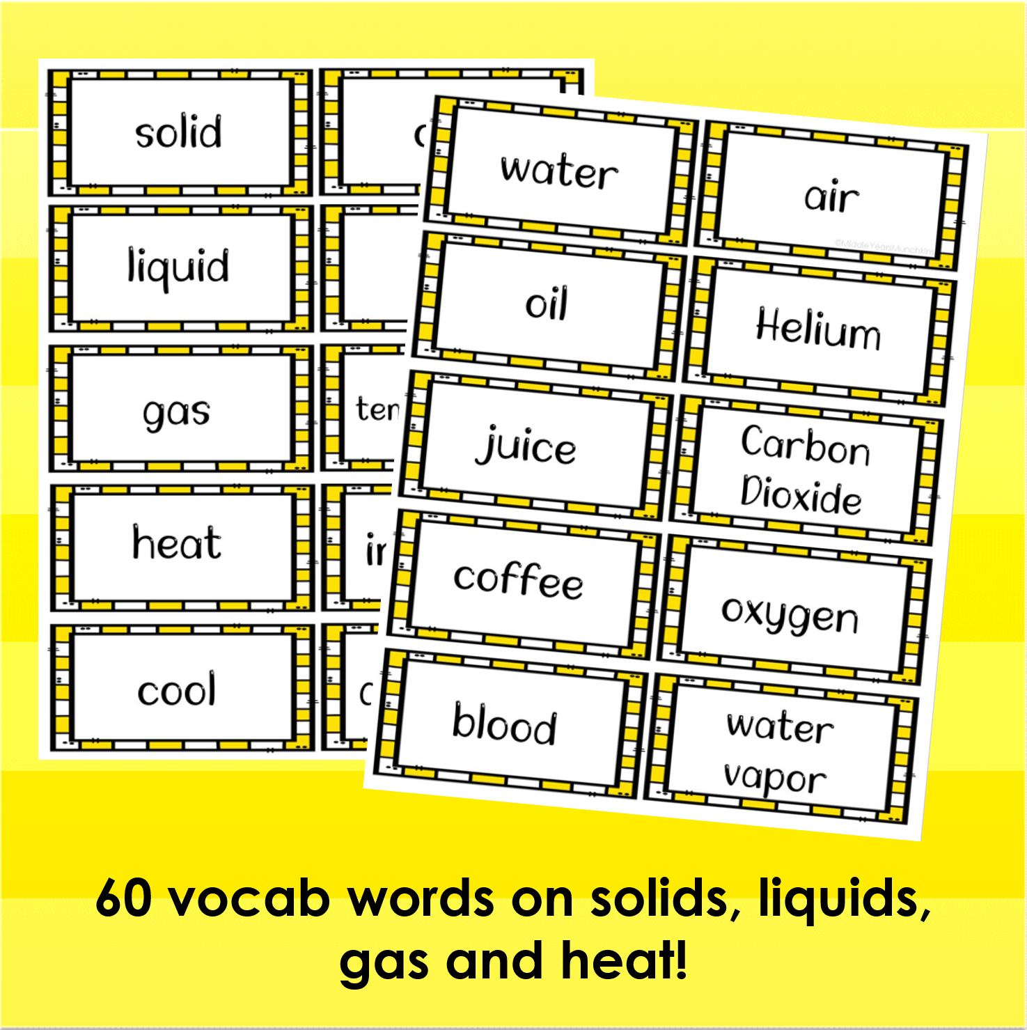 States of Matter: Solids, Liquids, Gas and Heat Vocabulary Wall | Made ...