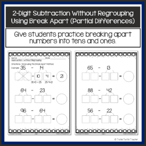 2-Digit Subtraction without Regrouping Using Break Apart Partial Differences | Made By Teachers