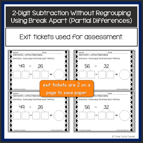 2-Digit Subtraction without Regrouping Using Break Apart Partial ...