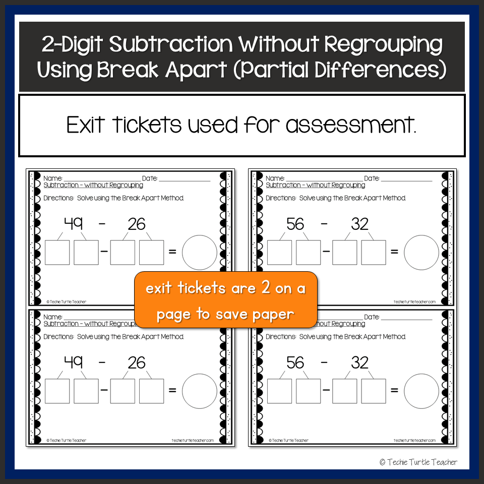 2-Digit Subtraction without Regrouping Using Break Apart Partial ...