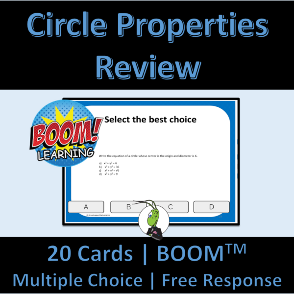 Circle Properties Review Problems Boom Task Cards | Geometry | Made By ...