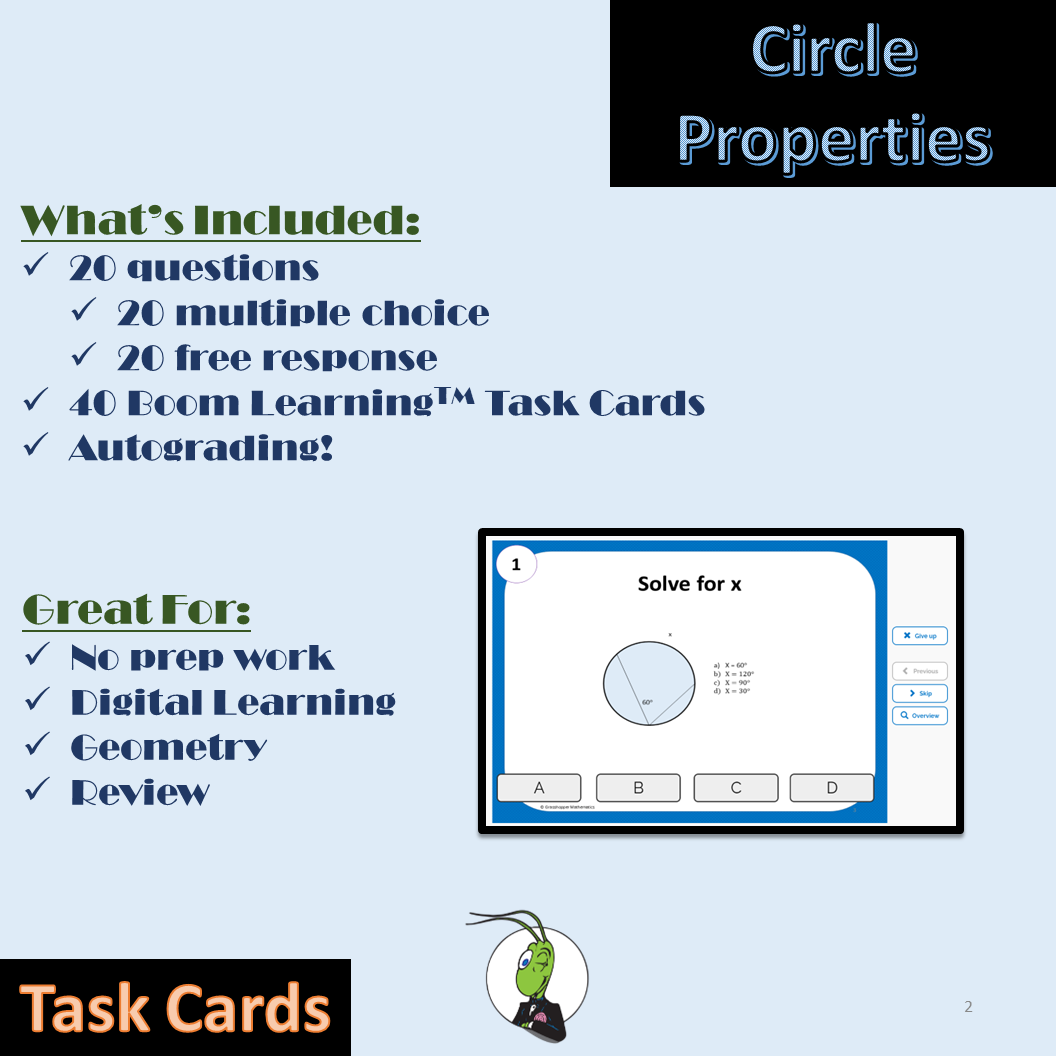 Circle Properties Review Problems Boom Task Cards | Geometry | Made By ...