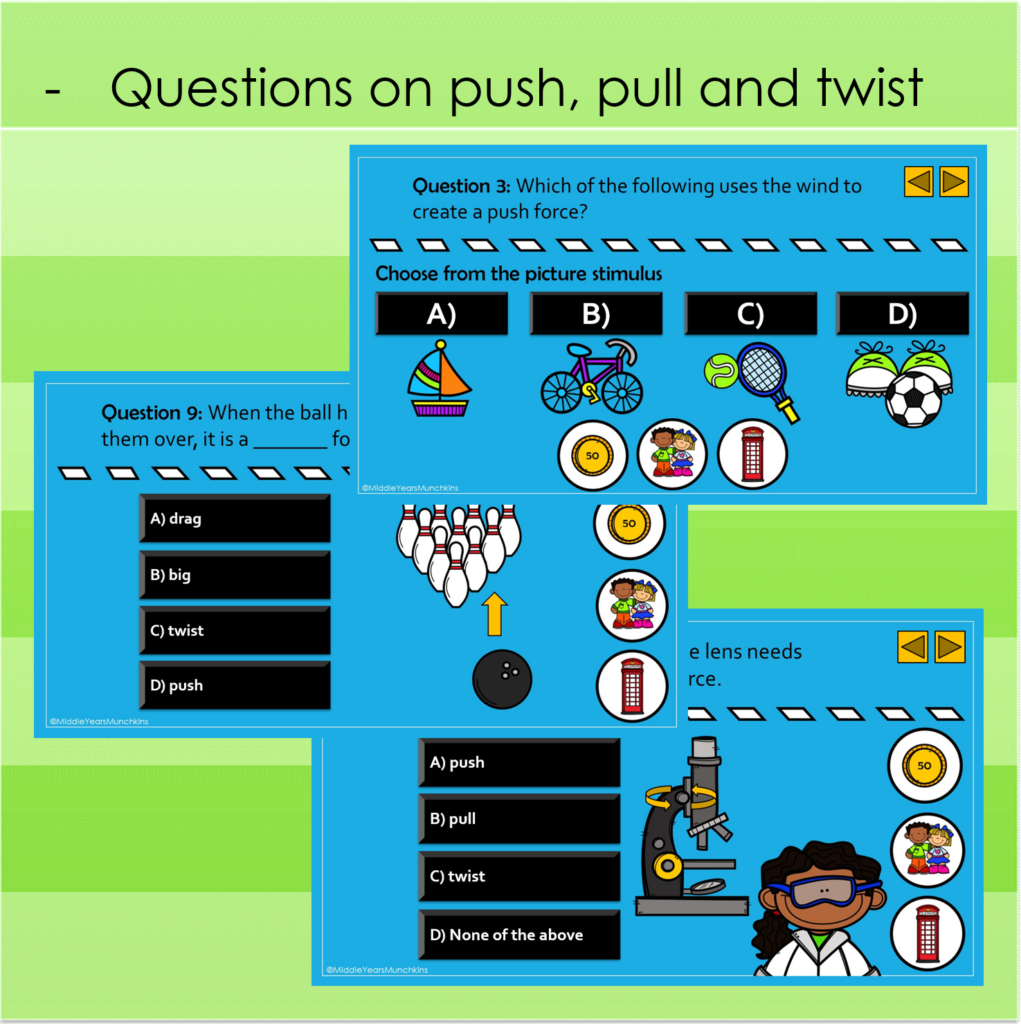 Forces: Push Pull & Twist Quiz PowerPoint | Made By Teachers