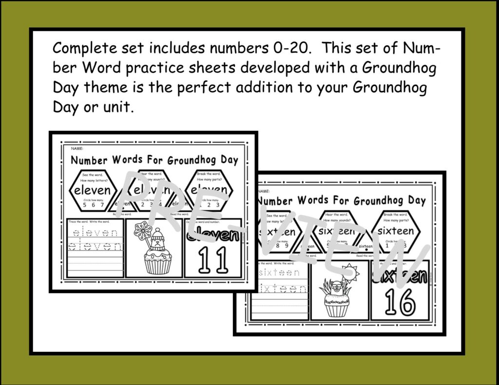 Analyzing My Number Words - Groundhog Day Theme | Made By Teachers