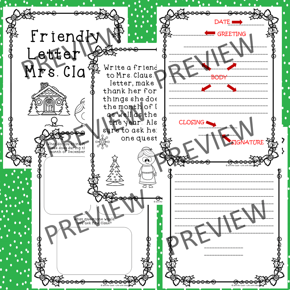 Christmas Writing Friendly Letter to Mrs. Claus - Made By Teachers