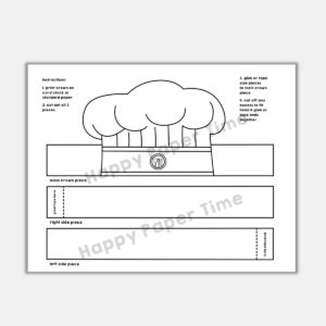 Chef Hat Cook Paper Crown Printable Coloring Craft Activity for kids ...