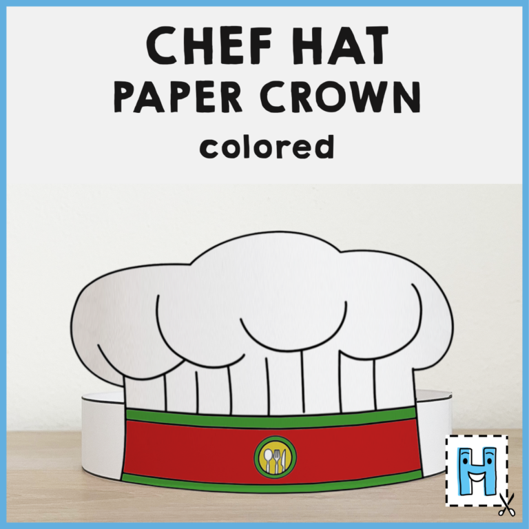 Chef Hat Cook Paper Crown Printable Coloring Craft Activity for kids ...