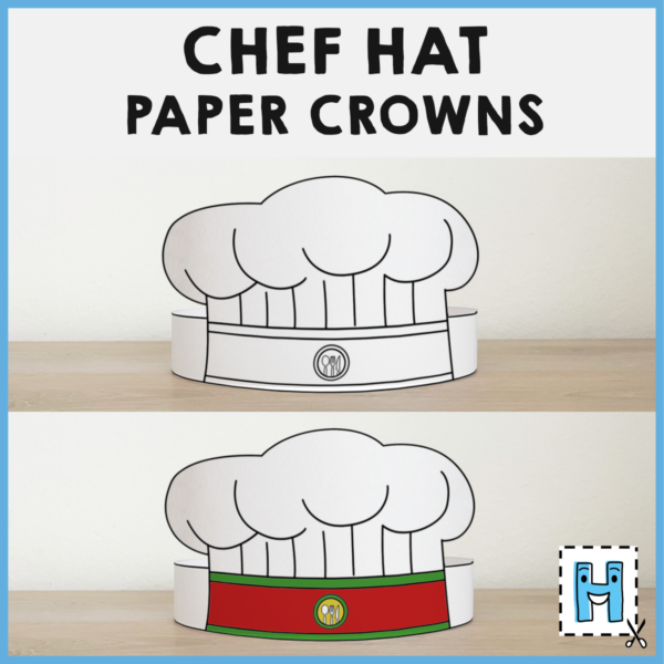 Chef Hat Cook Paper Crown Printable Coloring Craft Activity for kids ...
