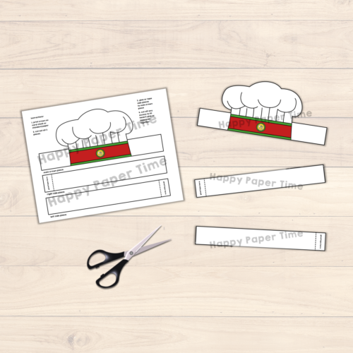 Chef Hat Cook Paper Crown Printable Coloring Craft Activity for kids ...