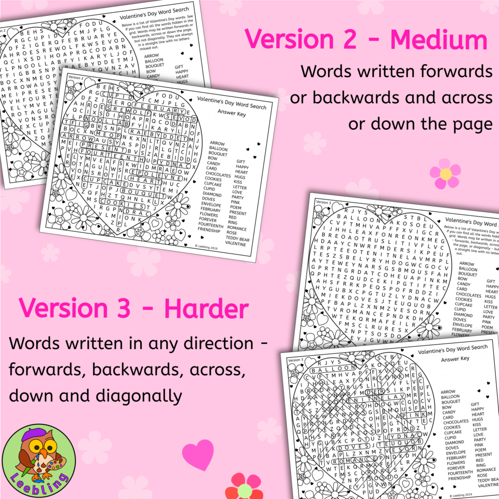 Valentine's Day Word Search - in 3 versions | Made By Teachers