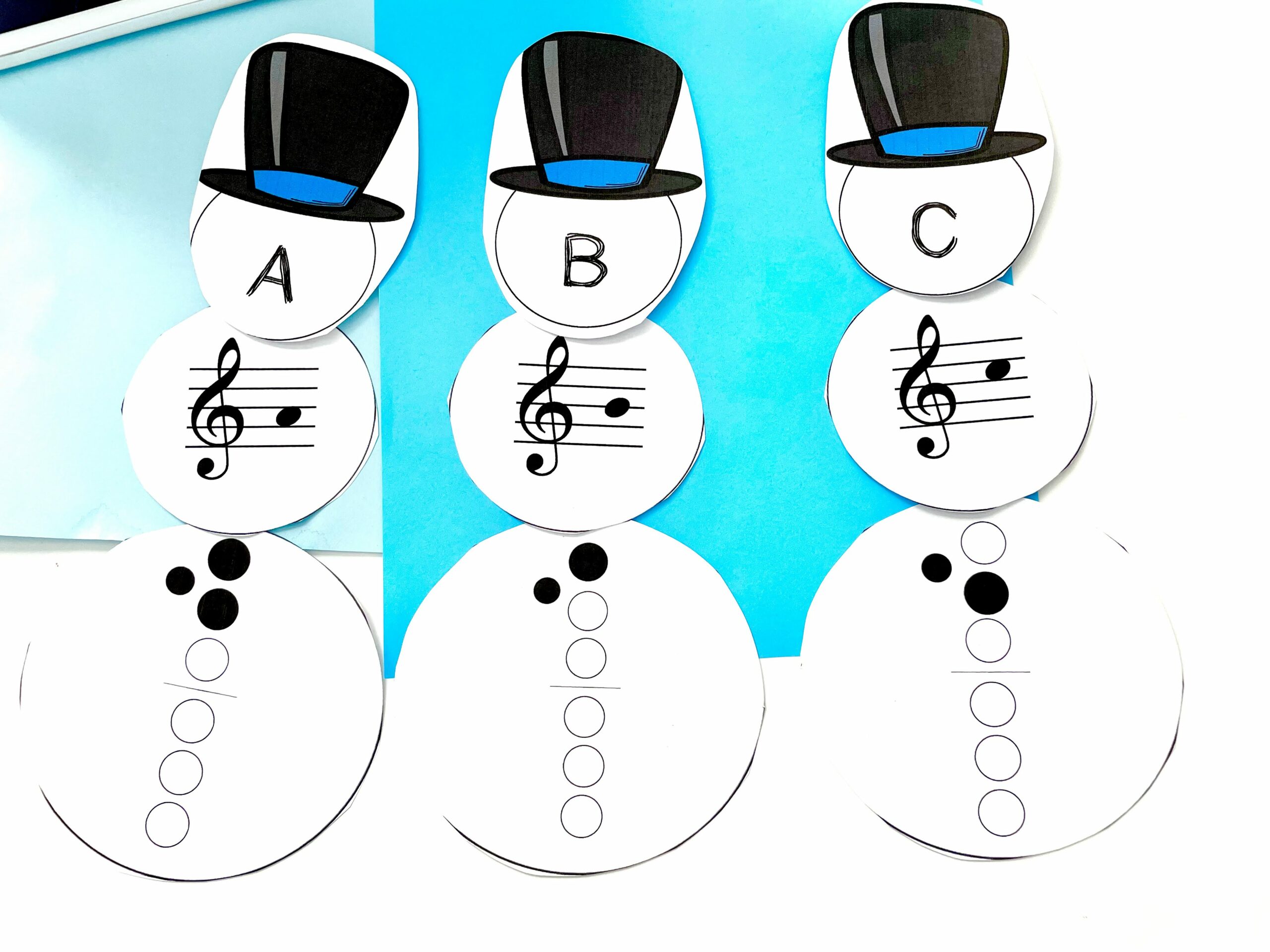 Snowman Recorder Matching Game for Winter General Music Centers 3, 4 ...