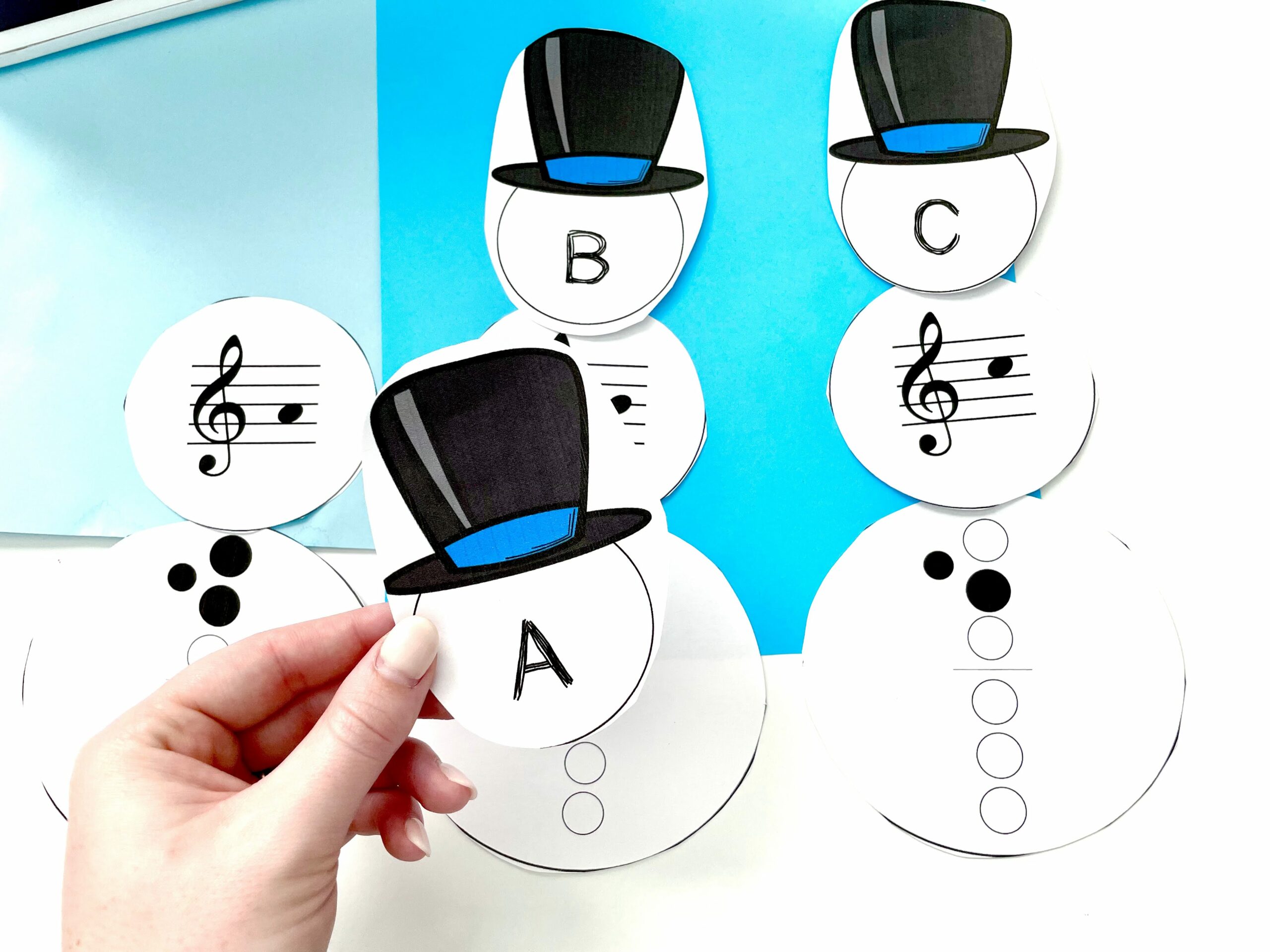 Snowman Recorder Matching Game for Winter General Music Centers 3, 4 ...