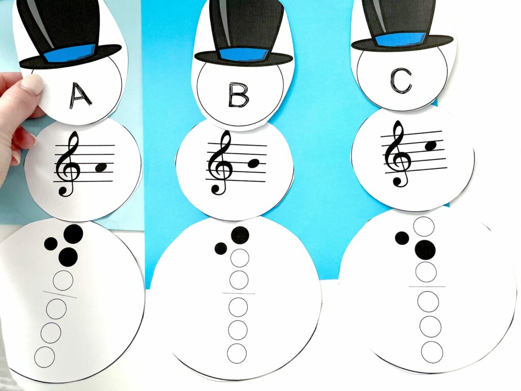 Snowman Recorder Matching Game for Winter General Music Centers 3, 4 ...