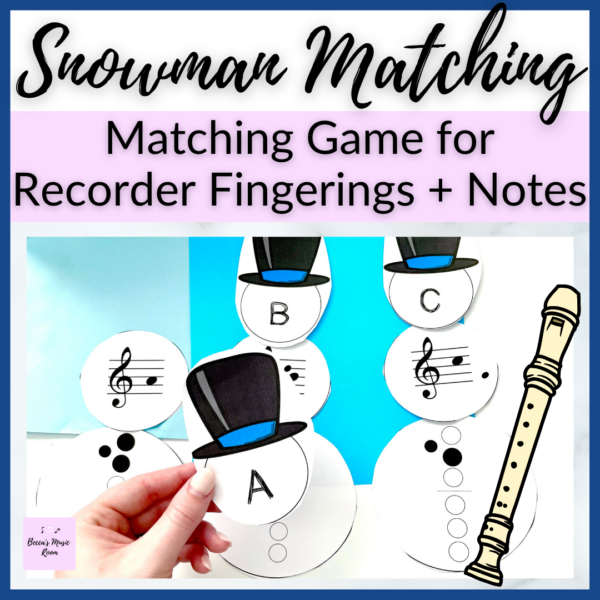 Snowman Recorder Matching Game for Winter General Music Centers 3, 4 ...
