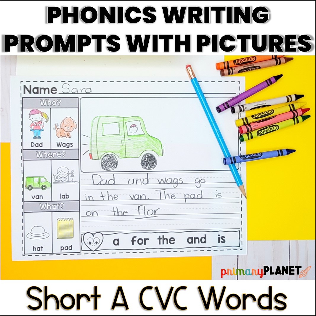 Short A CVC Words Phonics Writing Prompts with Pictures - SOR Aligned ...