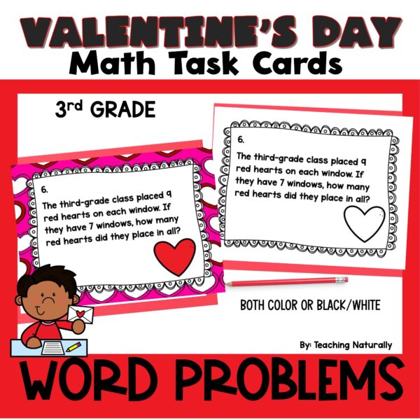 Valentine's Day Word Problem Task Cards 3rd grade | Made By Teachers