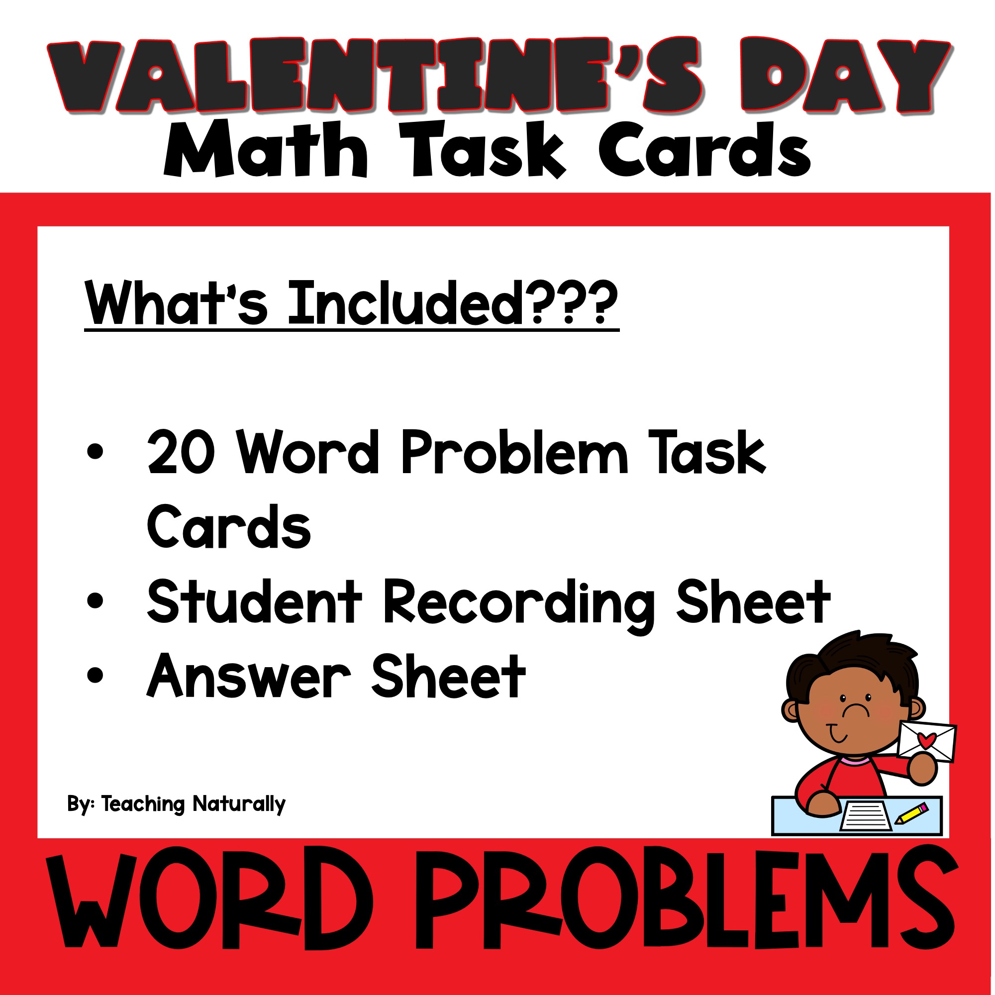 Valentine's Day Word Problem Task Cards 3rd grade | Made By Teachers