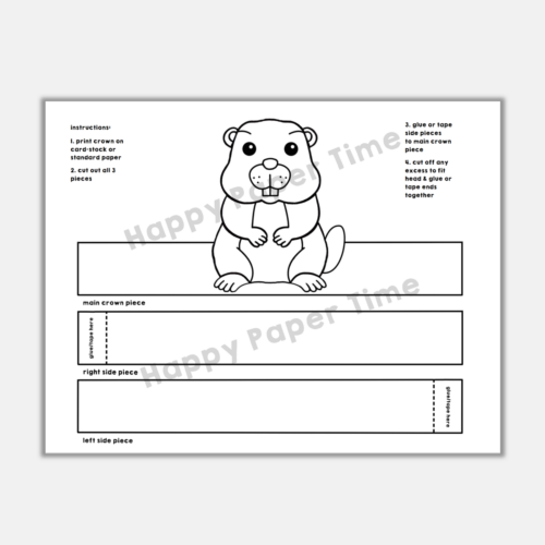 Groundhog Day Paper Crown Headband Printable Coloring Craft Activity ...