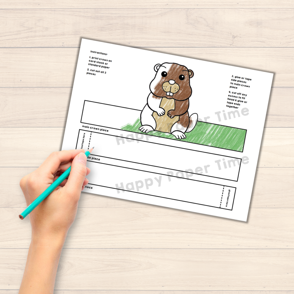 Groundhog Day Paper Crown Headband Printable Coloring Craft Activity ...