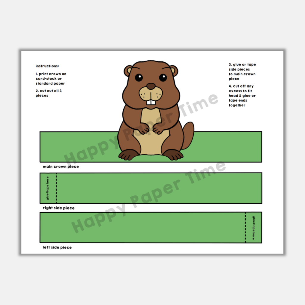 Groundhog Day Paper Crown Headband Printable Craft Activity for kids ...