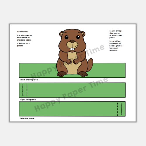 Groundhog Day Paper Crown Headband Printable Craft Activity for kids ...